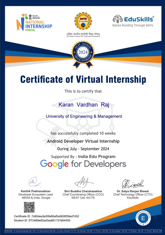 Karan Vardhan Raj on LinkedIn: #androiddevelopment #virtualinternship # ... Karan Vardhan Raj on LinkedIn: #androiddevelopment #virtualinternship # ...