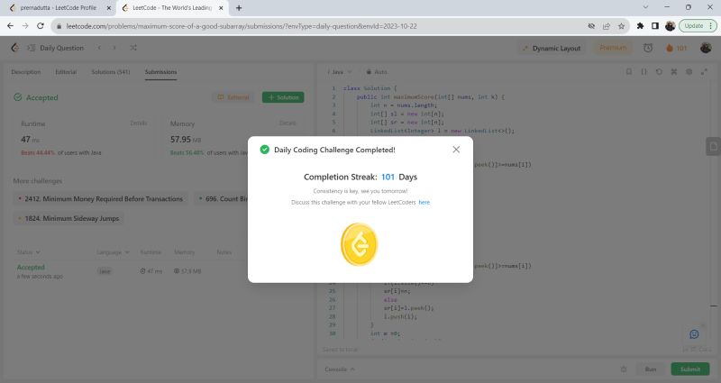 #leetcode #100daysofcode #techlife #learningandgrowing | Prerna Dutta #leetcode #100daysofcode #techlife #learningandgrowing | Prerna Dutta