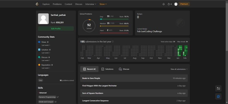 Day34 of LeetCode challenge: solved 1 question | Sarthak Pathak posted ... Day34 of LeetCode challenge: solved 1 question | Sarthak Pathak posted ...