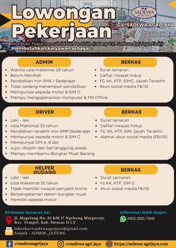 Loker Jogja ID on LinkedIn: Lowongan Kerja Admin - Driver - Helper ... Loker Jogja ID on LinkedIn: Lowongan Kerja Admin - Driver - Helper ...
