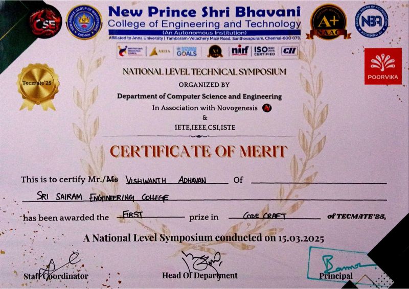 🚀 Exciting Achievement! | Vishwanth Adhavan 🚀 Exciting Achievement! | Vishwanth Adhavan
