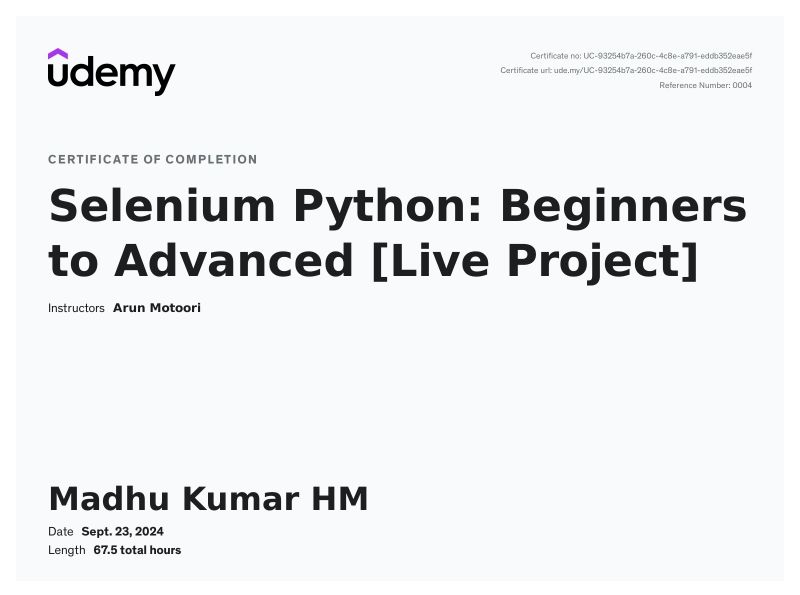 Madhu Kumar HM on LinkedIn: #selenium #python #automationtesting # ... Madhu Kumar HM on LinkedIn: #selenium #python #automationtesting # ...