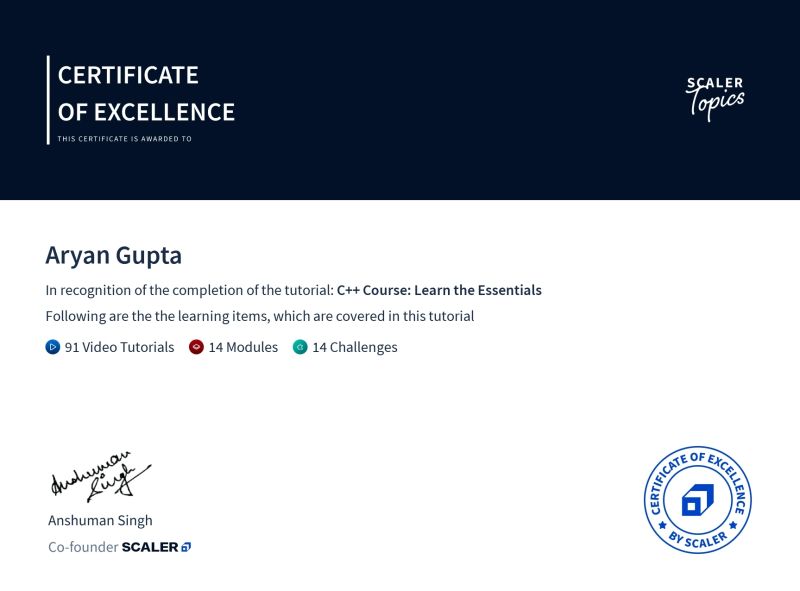 Aryan Gupta on LinkedIn: #cplusplus #scaler #programming #journey # ... Aryan Gupta on LinkedIn: #cplusplus #scaler #programming #journey # ...