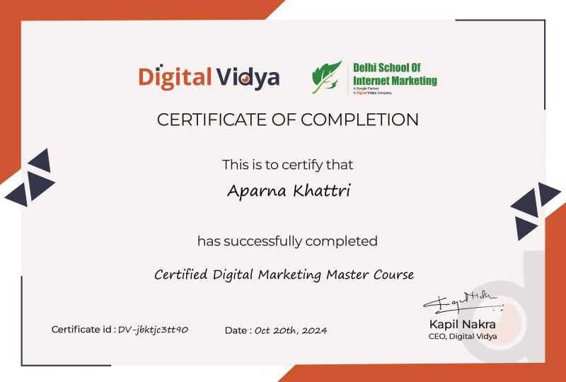Aparna Khattri on LinkedIn: #digitalmarketing #cdmm #digitalvidya # ... Aparna Khattri on LinkedIn: #digitalmarketing #cdmm #digitalvidya # ...