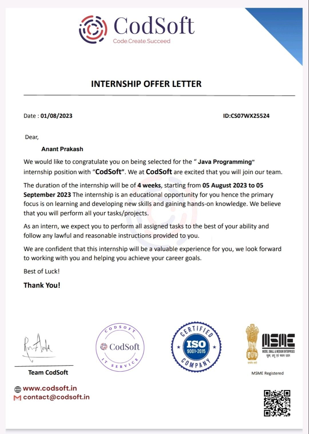 Anant Prakash on LinkedIn: #codsoftinternship #internship # ... Anant Prakash on LinkedIn: #codsoftinternship #internship # ...