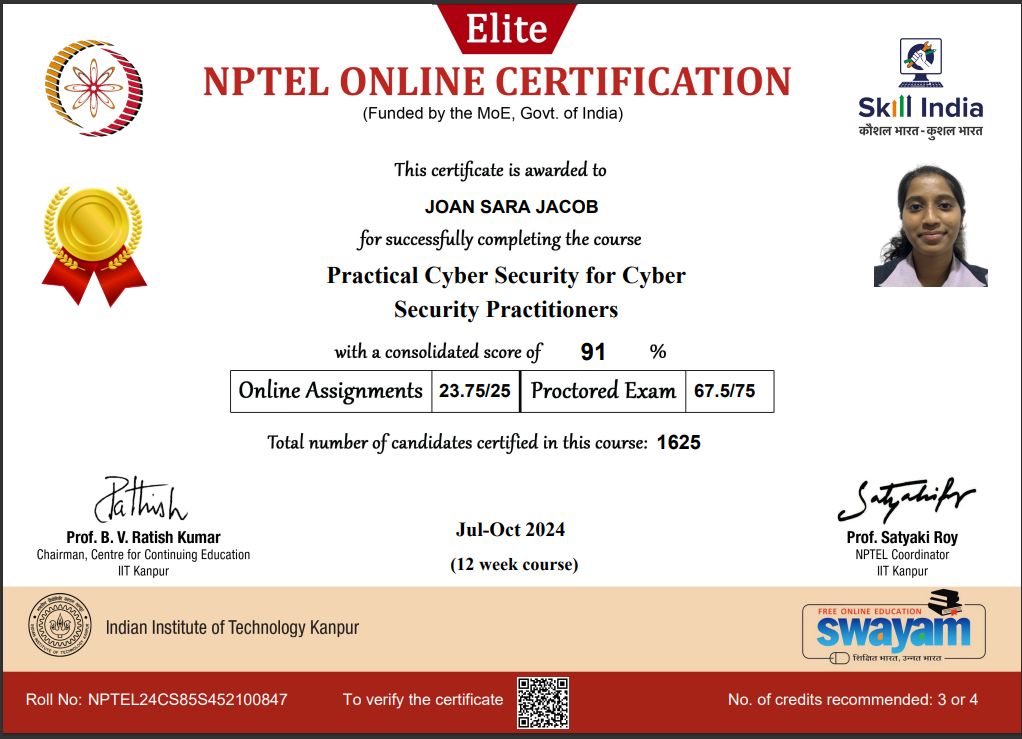 #cybersecurity #nptel #practicalsecurity #ethicalhacking… | Joan Jacob #cybersecurity #nptel #practicalsecurity #ethicalhacking… | Joan Jacob