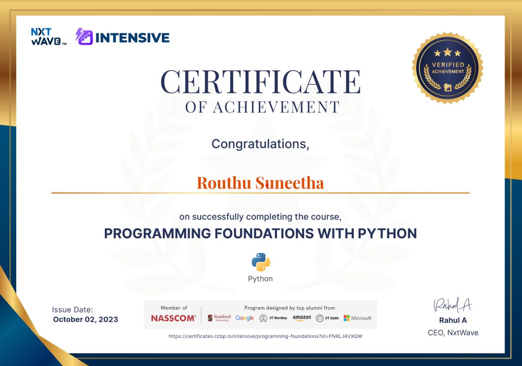 Sunitha Routhu on LinkedIn: #ccbp #nxtwave #python #programming #coding ... Sunitha Routhu on LinkedIn: #ccbp #nxtwave #python #programming #coding ...