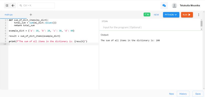 Day 70 of Python Coding Challenge: Sum of All Items | Mounika Telukutla ... Day 70 of Python Coding Challenge: Sum of All Items | Mounika Telukutla ...