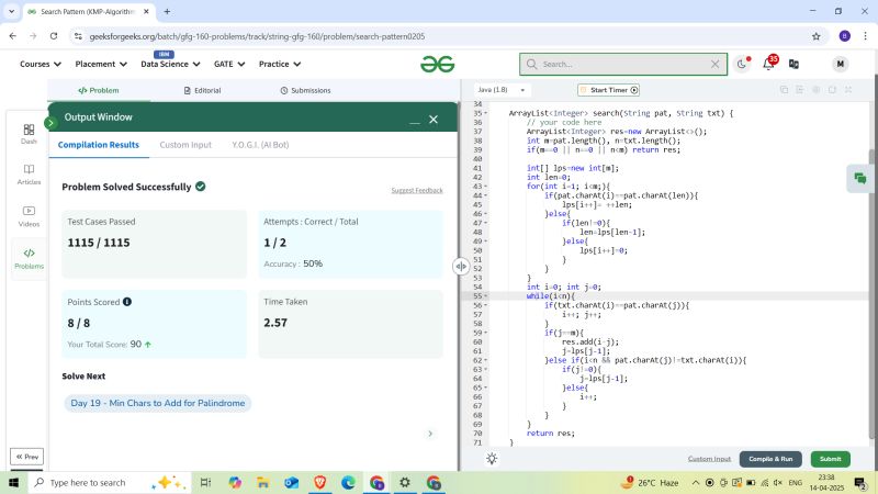 #gfg160 #geekstreak2025 #dsa #java #problemsolving #gfgchallenge #kmp ... #gfg160 #geekstreak2025 #dsa #java #problemsolving #gfgchallenge #kmp ...