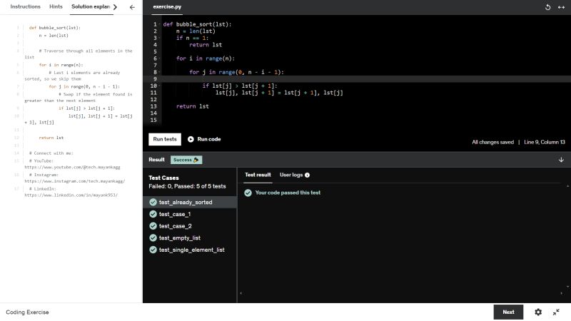 Harsh Singh on LinkedIn: DAY 10 DSA IN PYTHON Done with bubble sort and ... Harsh Singh on LinkedIn: DAY 10 DSA IN PYTHON Done with bubble sort and ...
