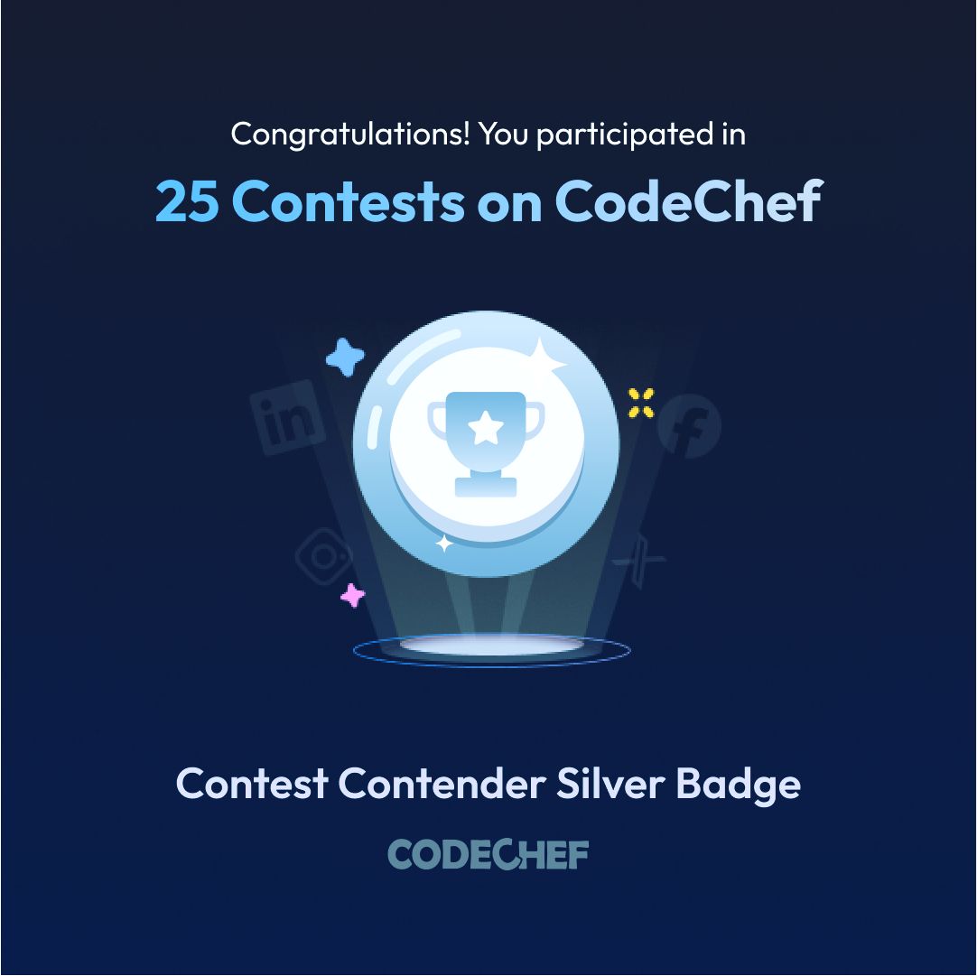 #codechef #competitiveprogramming #25contests #persistence # ... #codechef #competitiveprogramming #25contests #persistence # ...
