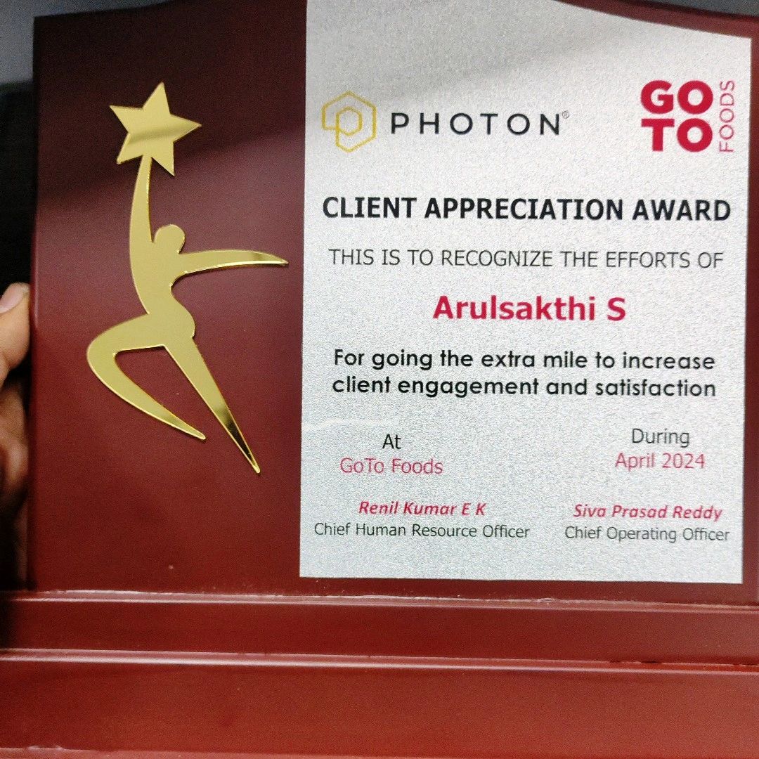 Got Client Appreciation Award 💜 | Arul Sakthi Got Client Appreciation Award 💜 | Arul Sakthi