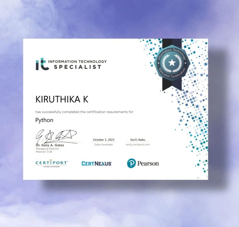 Kiruthika Krishnan on LinkedIn: #python #microsoftcertification # ... Kiruthika Krishnan on LinkedIn: #python #microsoftcertification # ...