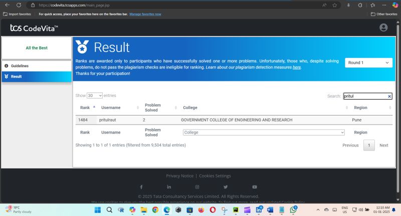 #coding #competions #dsa #codevita #tata #tcs #tech #learnings | Pritul ... #coding #competions #dsa #codevita #tata #tcs #tech #learnings | Pritul ...