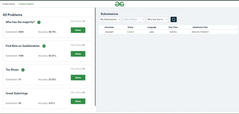 Surajit Dey on LinkedIn: GeeksforGeeks Weekly Coding Contest 141 . 3 ... Surajit Dey on LinkedIn: GeeksforGeeks Weekly Coding Contest 141 . 3 ...
