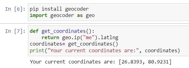 How I fetched my current coordinates using python and geocoder | Mayank ... How I fetched my current coordinates using python and geocoder | Mayank ...