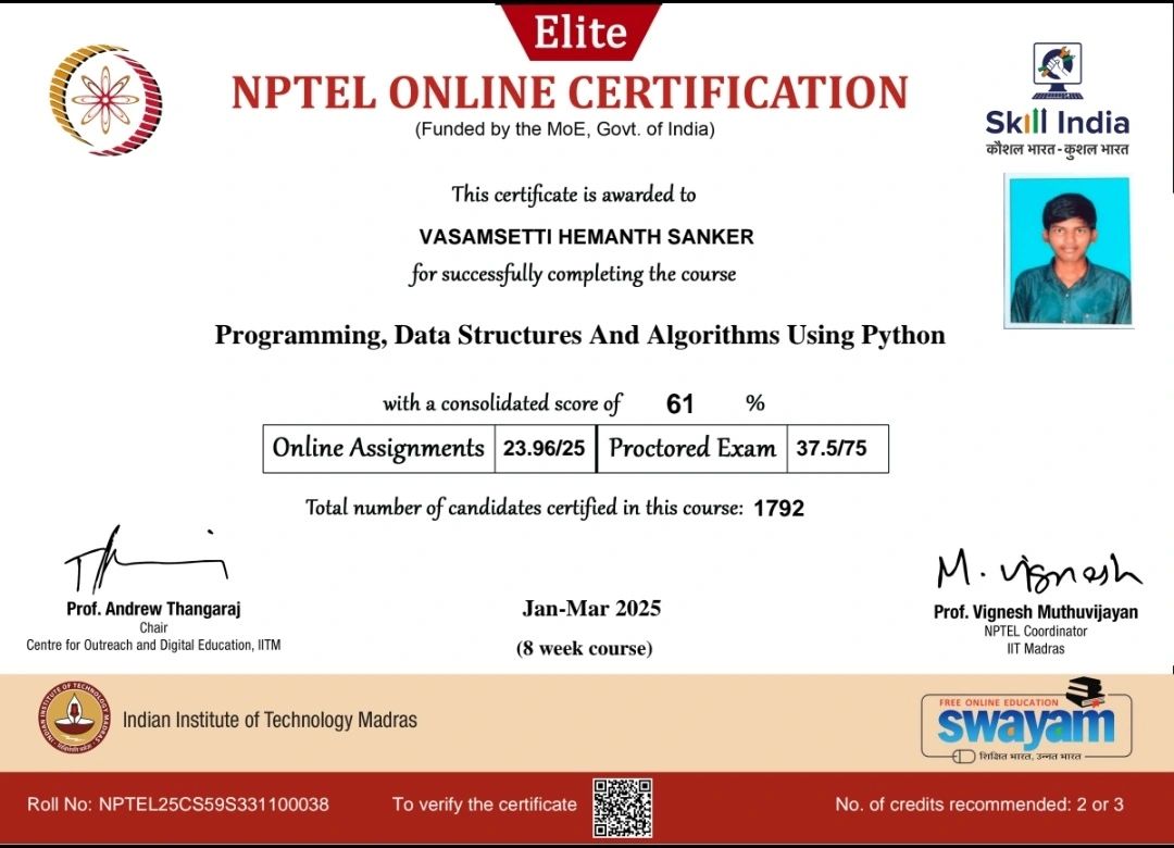 Successfully earned a certificate in Programming, Data Structures, and ... Successfully earned a certificate in Programming, Data Structures, and ...