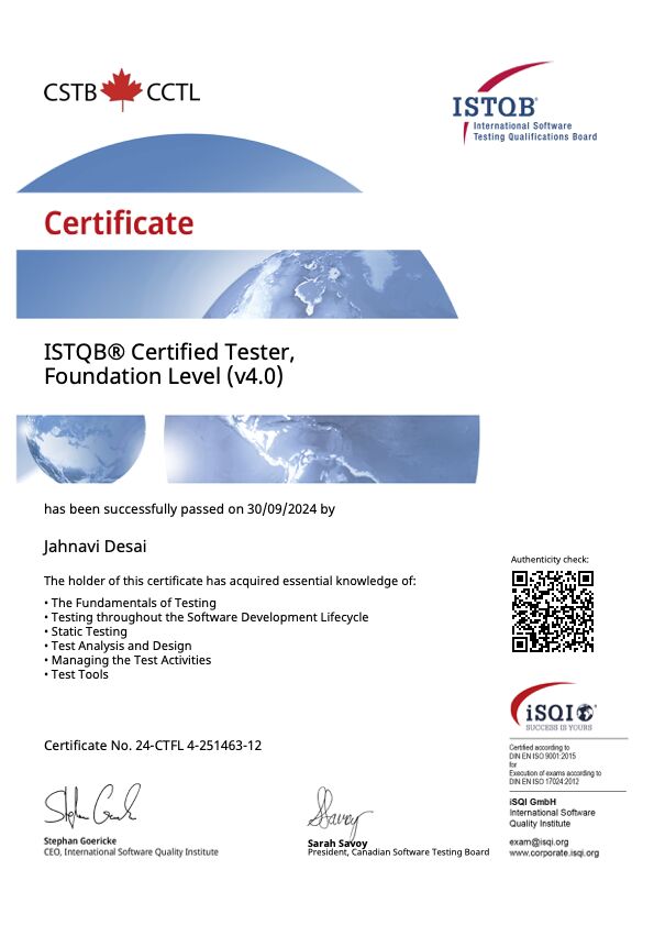 Jahnavi Desai on LinkedIn: #istqb #softwaretesting Jahnavi Desai on LinkedIn: #istqb #softwaretesting