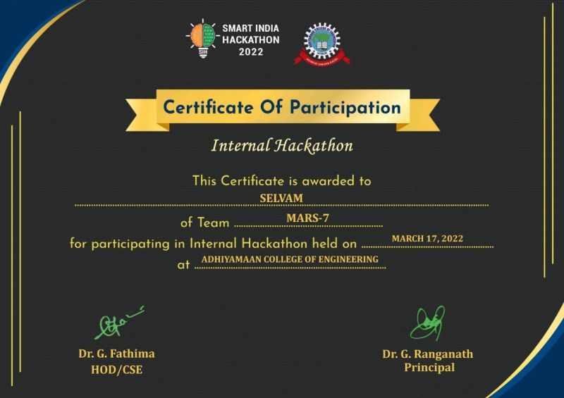 SELVAM SELVARASU on LinkedIn: #sih2022 #smartindiahackathon # ... SELVAM SELVARASU on LinkedIn: #sih2022 #smartindiahackathon # ...