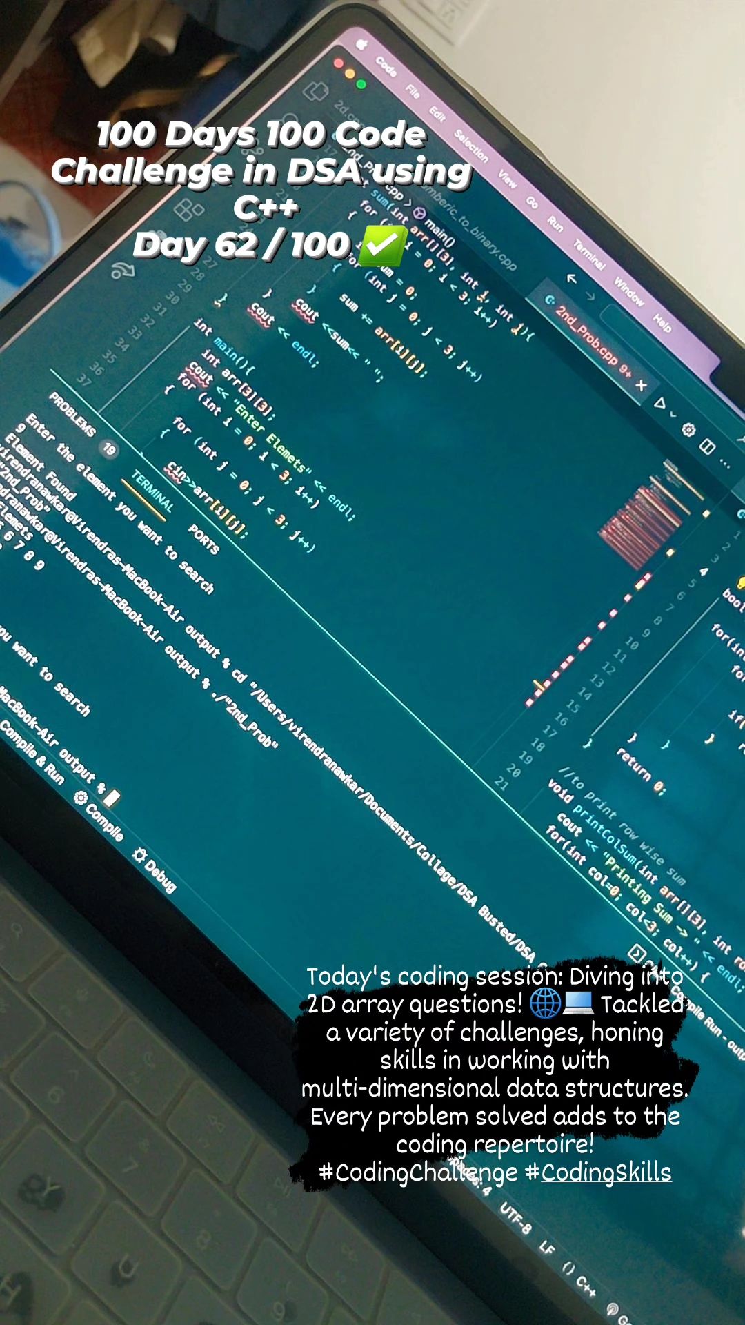 Day 62 of #100DaysOfCode: 2D array questions | Virendra Nawkar posted ... Day 62 of #100DaysOfCode: 2D array questions | Virendra Nawkar posted ...