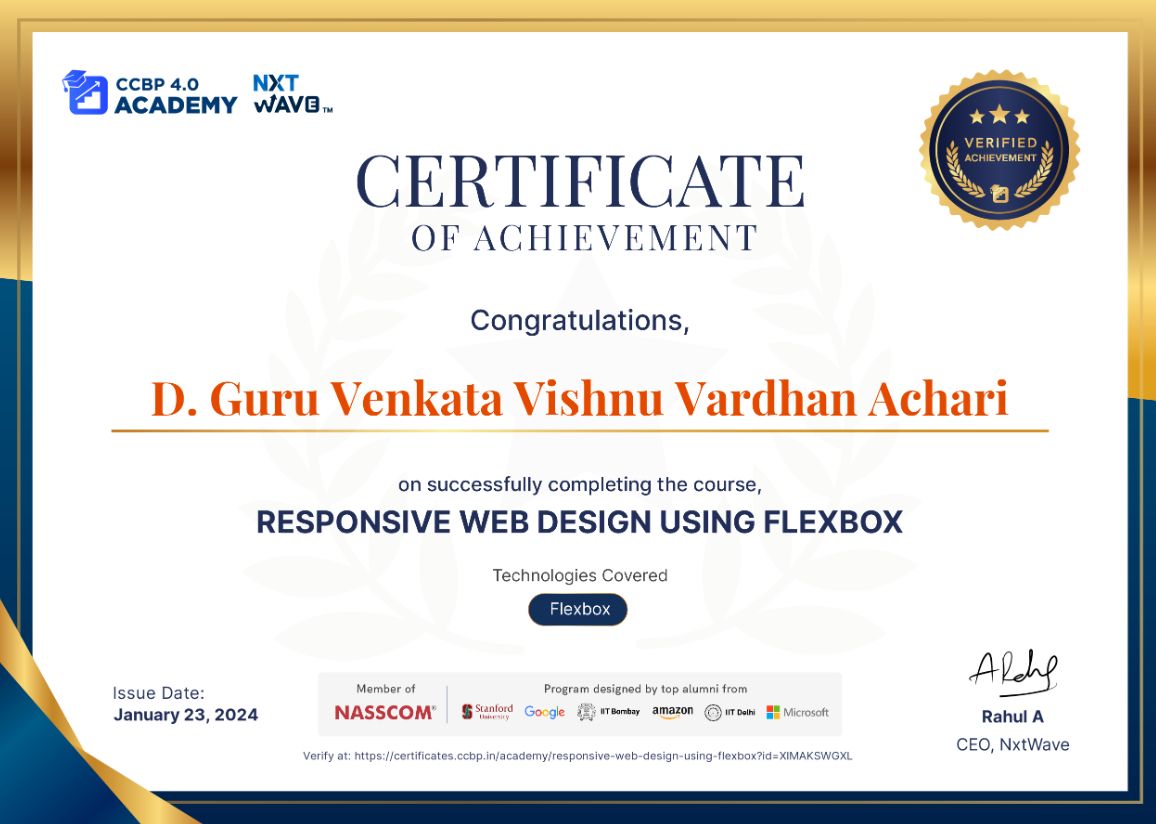 Guru Venkata Vishnu Vardhan Durugadda on LinkedIn: #nxtwave #ccbp # ... Guru Venkata Vishnu Vardhan Durugadda on LinkedIn: #nxtwave #ccbp # ...