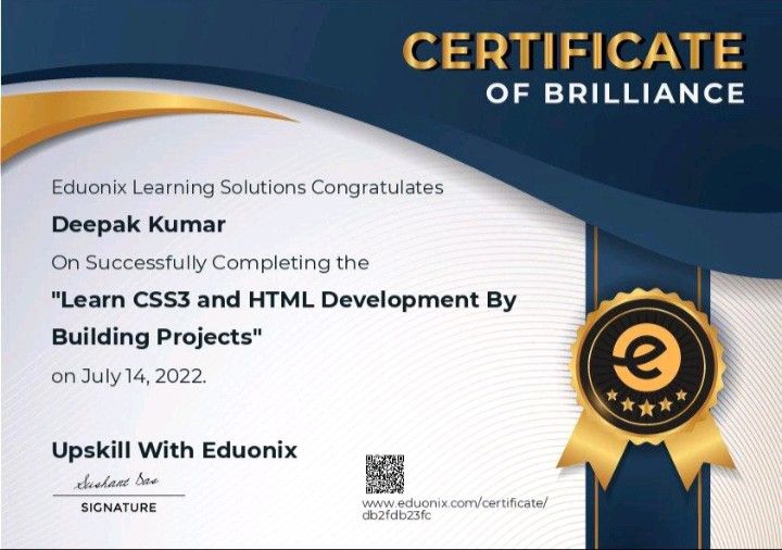 Completing HTML and CSS Project # Eduonix | Deepak Kumar Completing HTML and CSS Project # Eduonix | Deepak Kumar