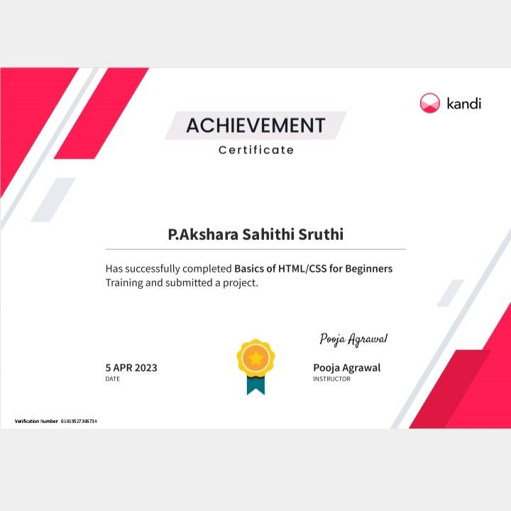 Successfully completed Basics of HTML/CSS | Akshara Praturi Successfully completed Basics of HTML/CSS | Akshara Praturi