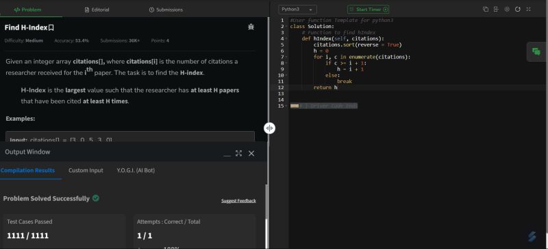 #160daysofdsa #day22 #dsa #hindex #python #problemsolving #codeeveryday ... #160daysofdsa #day22 #dsa #hindex #python #problemsolving #codeeveryday ...