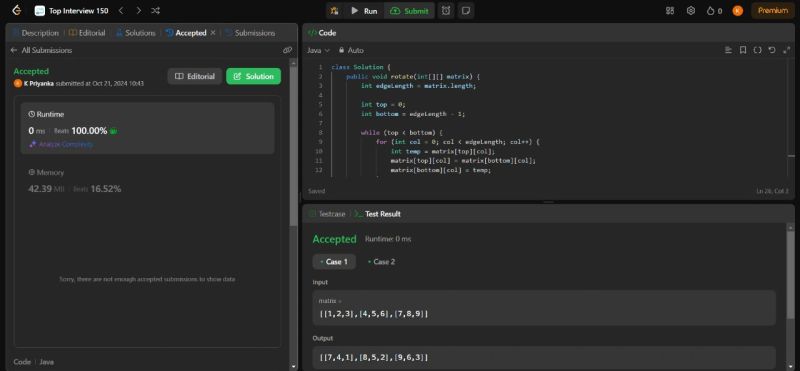 Priyanka K on LinkedIn: #day35 #leetcode #rotateimage #algorithm # ... Priyanka K on LinkedIn: #day35 #leetcode #rotateimage #algorithm # ...