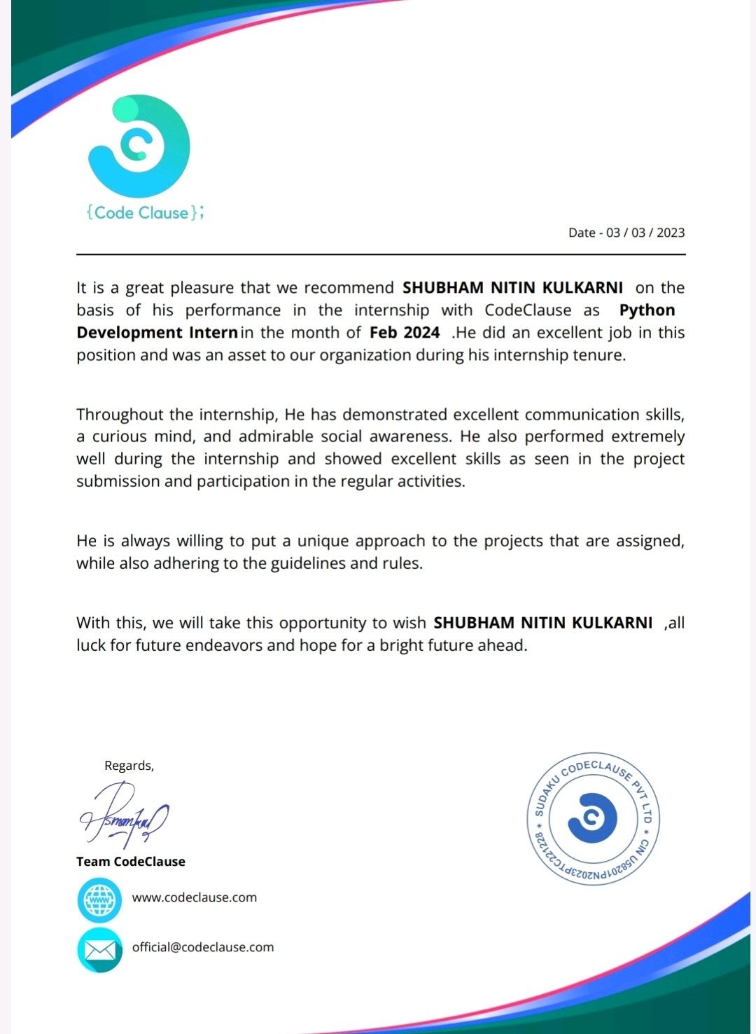 Shubham Kulkarni on LinkedIn: #internship #codeclause #python # ... Shubham Kulkarni on LinkedIn: #internship #codeclause #python # ...