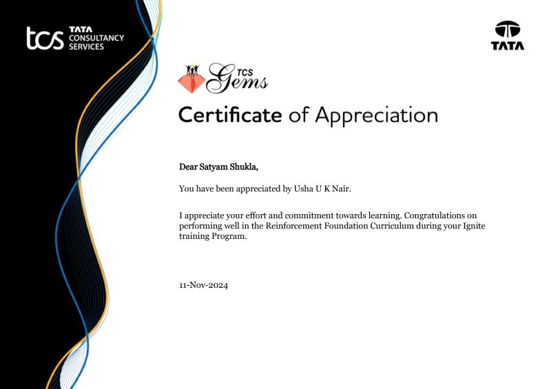 Satyam Shukla on LinkedIn: #tcs #ignite #leadership #appreciation # ... Satyam Shukla on LinkedIn: #tcs #ignite #leadership #appreciation # ...