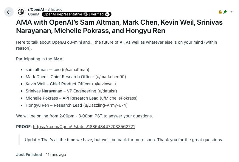Simon Smith on LinkedIn: OpenAI just concluded an AMA on Reddit post o3 ... Simon Smith on LinkedIn: OpenAI just concluded an AMA on Reddit post o3 ...
