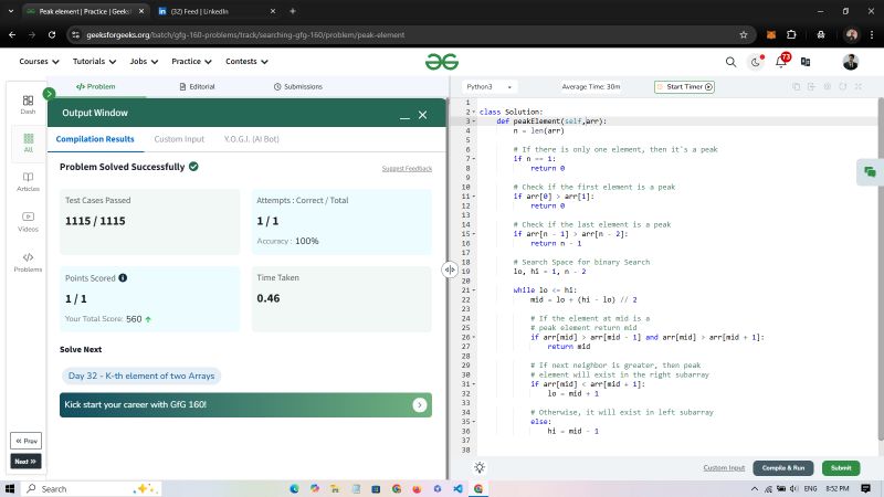 Saptarshi Ghosh on LinkedIn: #gfg160 #geekstreak2024 #peakelement # ... Saptarshi Ghosh on LinkedIn: #gfg160 #geekstreak2024 #peakelement # ...