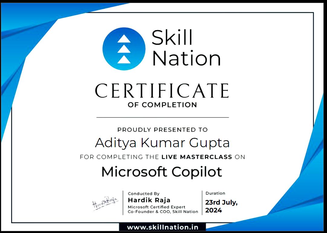 Aditya Kumar Gupta on LinkedIn: #microsoftcopilot #codingjourney Aditya Kumar Gupta on LinkedIn: #microsoftcopilot #codingjourney