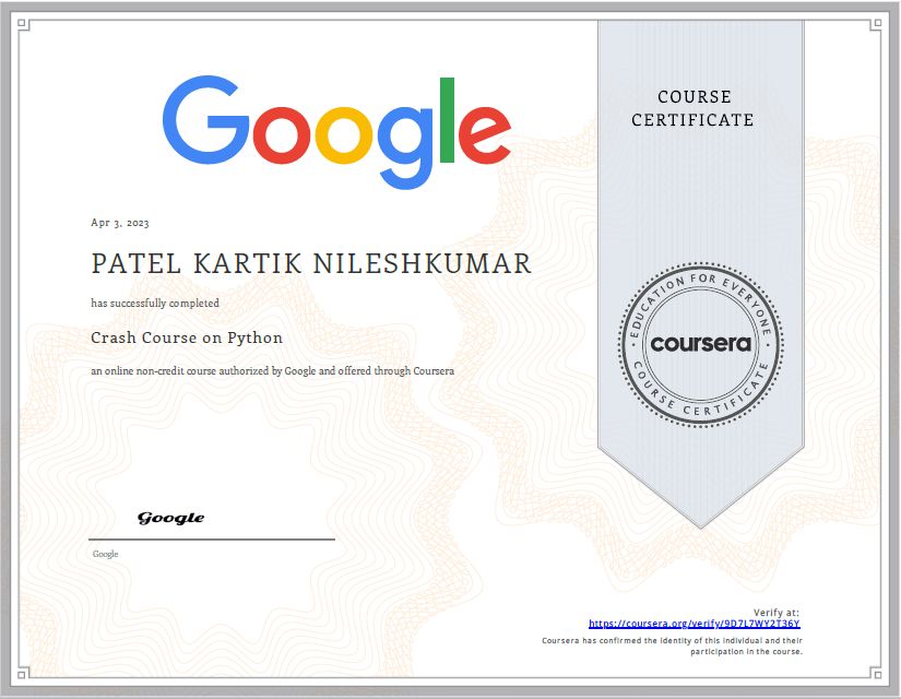 Kartik Patel on LinkedIn: #growwithgoogle #python Kartik Patel on LinkedIn: #growwithgoogle #python