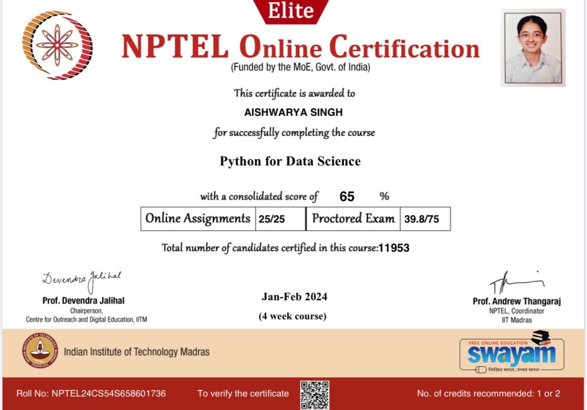 #learning #python #datascience #nptel #iitmadras | AISHWARYA SINGH #learning #python #datascience #nptel #iitmadras | AISHWARYA SINGH