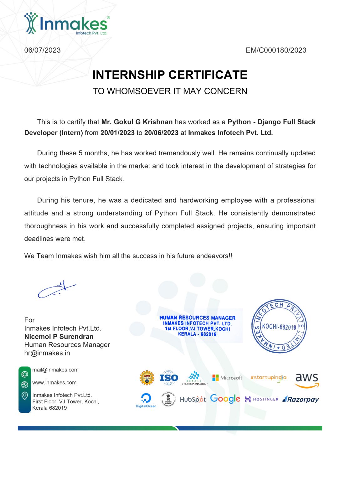 GOKUL G KRISHNAN on LinkedIn: #certificate #pythonfullstack #python # ... GOKUL G KRISHNAN on LinkedIn: #certificate #pythonfullstack #python # ...