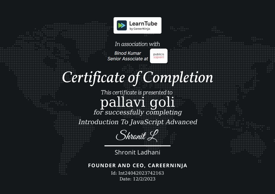 Pallavi Goli on LinkedIn: #javascript #javascriptdeveloper # ... Pallavi Goli on LinkedIn: #javascript #javascriptdeveloper # ...