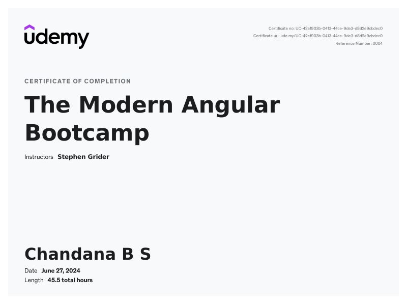 Chandana B S on LinkedIn: #udemy #angular #webdevelopment #javascript # ... Chandana B S on LinkedIn: #udemy #angular #webdevelopment #javascript # ...