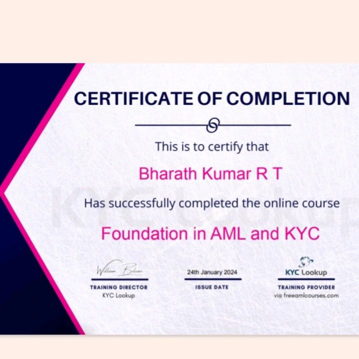 Bharath kumar R.T. on LinkedIn: #aml #kyc Bharath kumar R.T. on LinkedIn: #aml #kyc