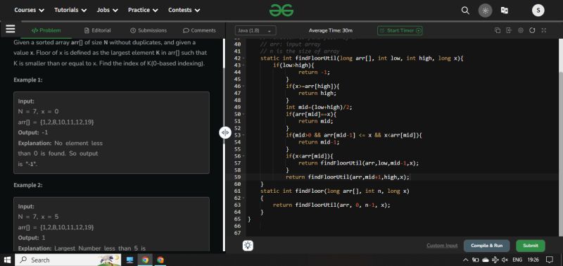 Day 32 of #100daysofcodechallenge: Floor in a Sorted Array | Swasthik K ... Day 32 of #100daysofcodechallenge: Floor in a Sorted Array | Swasthik K ...