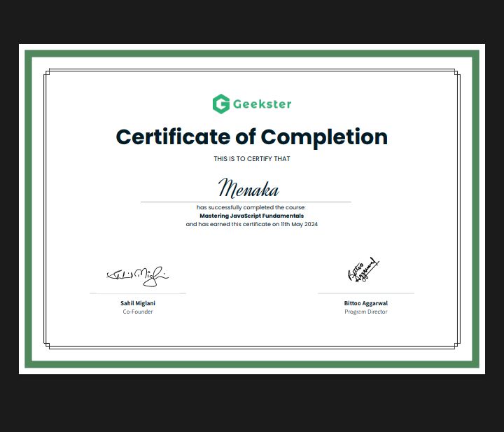 Menaka Saravanan on LinkedIn: #javascript #geekster #codingjourney Menaka Saravanan on LinkedIn: #javascript #geekster #codingjourney
