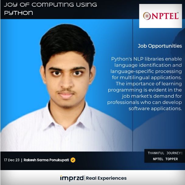 Rakesh Sarma Ponukupati on LinkedIn: #nptel #topperbadge # ... Rakesh Sarma Ponukupati on LinkedIn: #nptel #topperbadge # ...