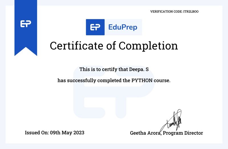 Deepa S on LinkedIn: #python #programming #certification #techskills # ... Deepa S on LinkedIn: #python #programming #certification #techskills # ...