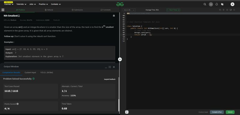 Day 106 of the 200 Days DSA Challenge: 1.Kth Smallest | Abhijeet Singh ... Day 106 of the 200 Days DSA Challenge: 1.Kth Smallest | Abhijeet Singh ...