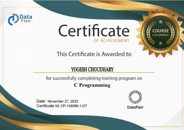 Yogesh Choudhary on LinkedIn: Completed my C-Programming certification ... Yogesh Choudhary on LinkedIn: Completed my C-Programming certification ...