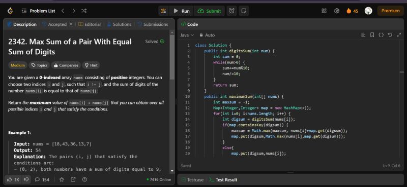 #leetcode #arraymanipulation #hashmap #digitsum | Lakshmipriya Ramesh #leetcode #arraymanipulation #hashmap #digitsum | Lakshmipriya Ramesh