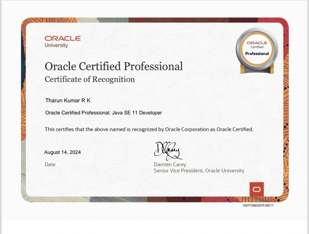 R K THARUN KUMAR on LinkedIn: #java #ocp #certification #learning # ... R K THARUN KUMAR on LinkedIn: #java #ocp #certification #learning # ...