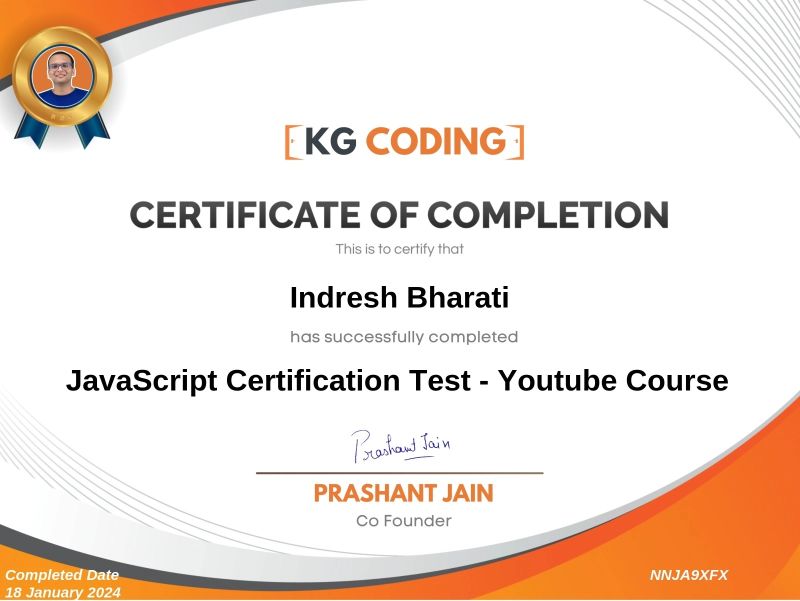 INDRESH BHARATI on LinkedIn: #javascriptcertified #codingskills # ... INDRESH BHARATI on LinkedIn: #javascriptcertified #codingskills # ...
