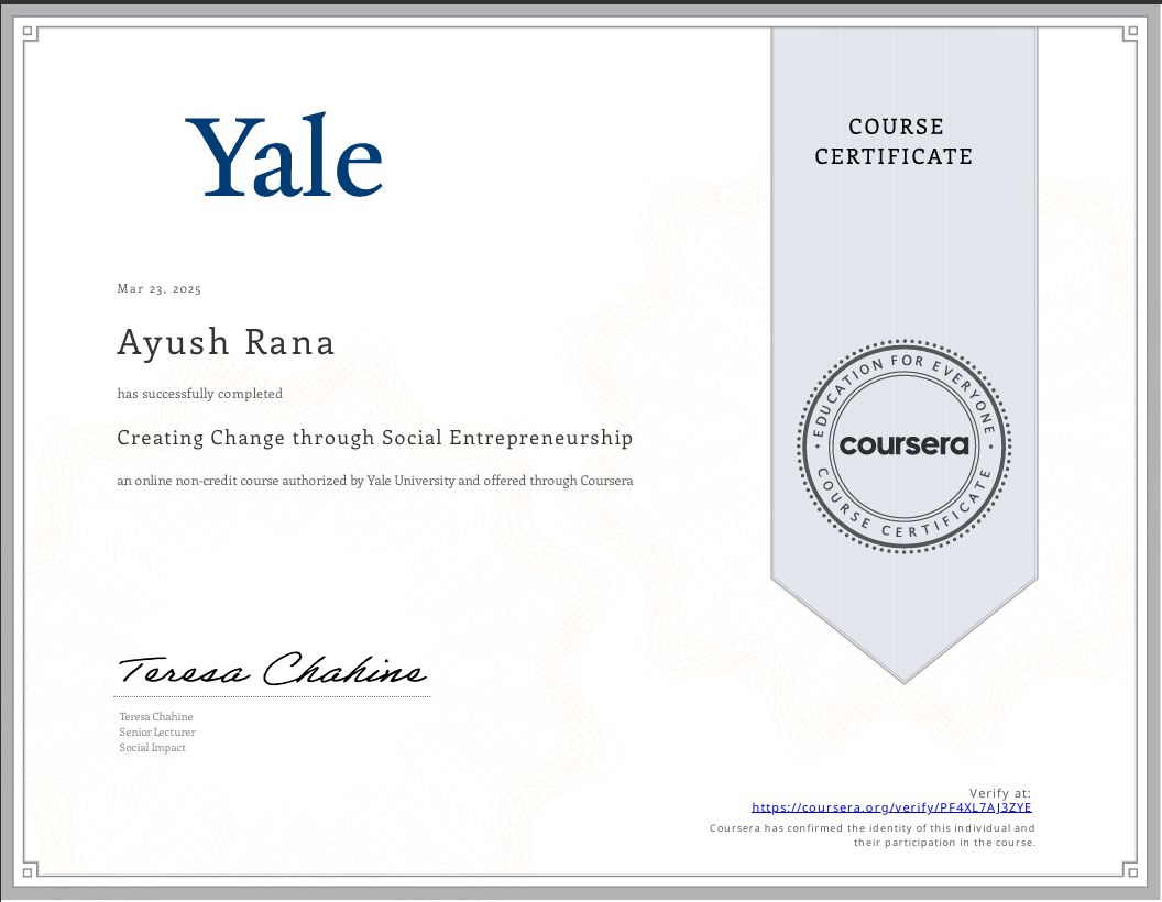 #socialentrepreneurship #lifelonglearning #yaleuniversity #coursera ... #socialentrepreneurship #lifelonglearning #yaleuniversity #coursera ...